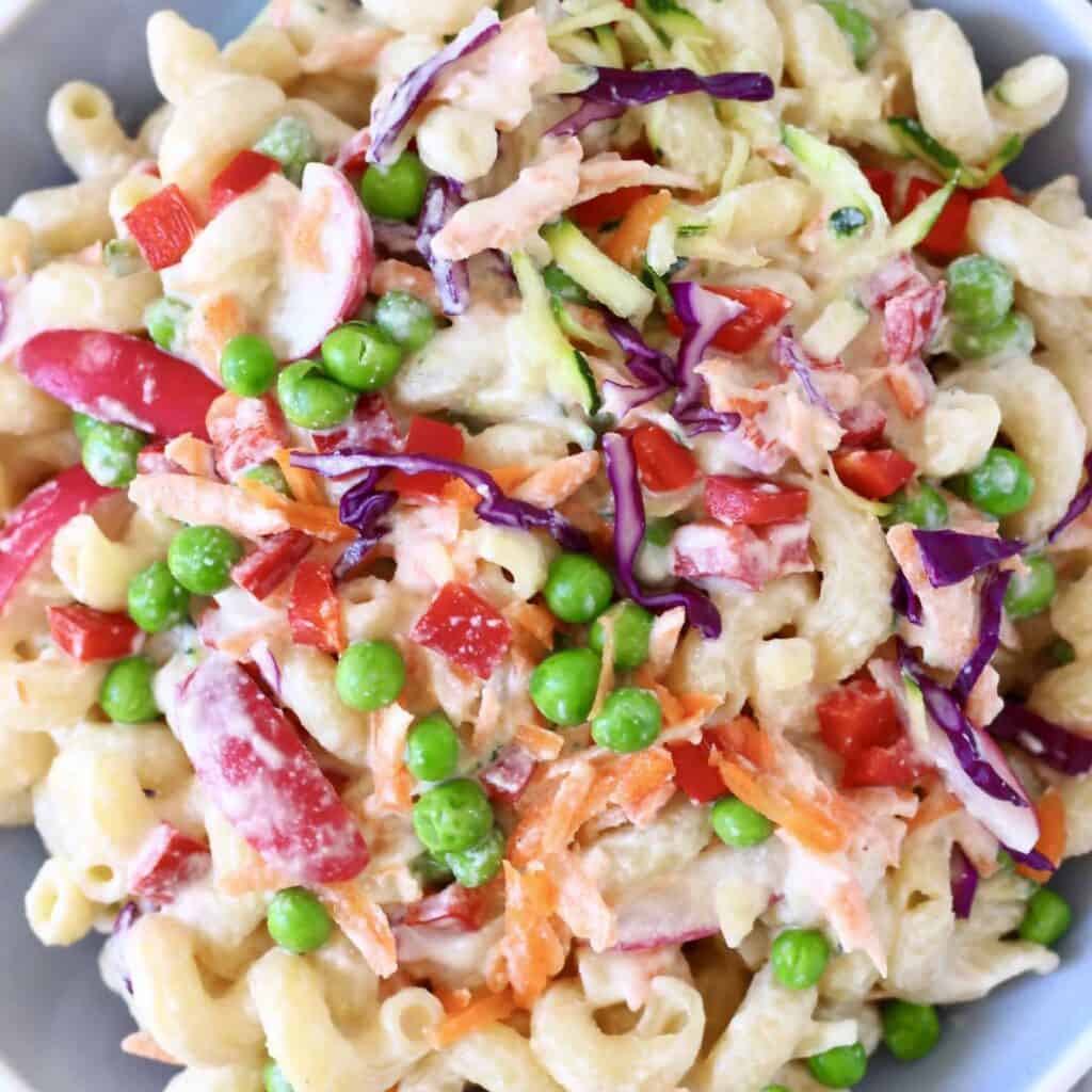 Vegan Rainbow Macaroni Salad (GF) - Rhian's Recipes
